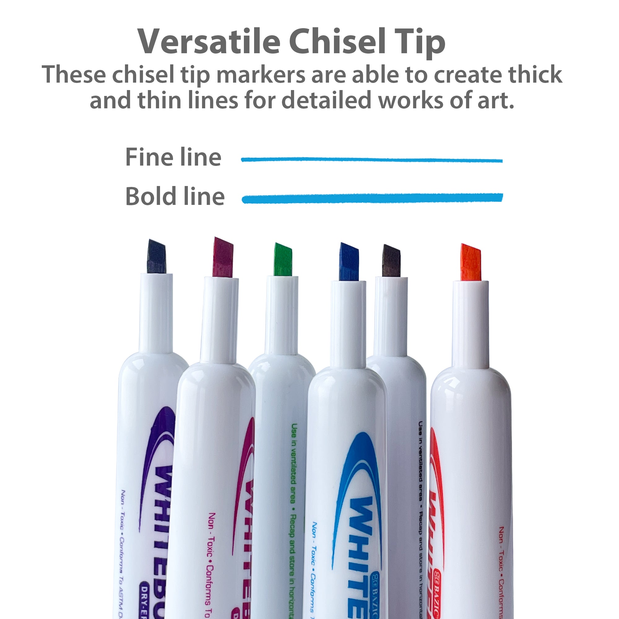 BAZIC Bright Colors Chisel Tip Dry-Erase Markers (6/Pack) – BAZIC Products