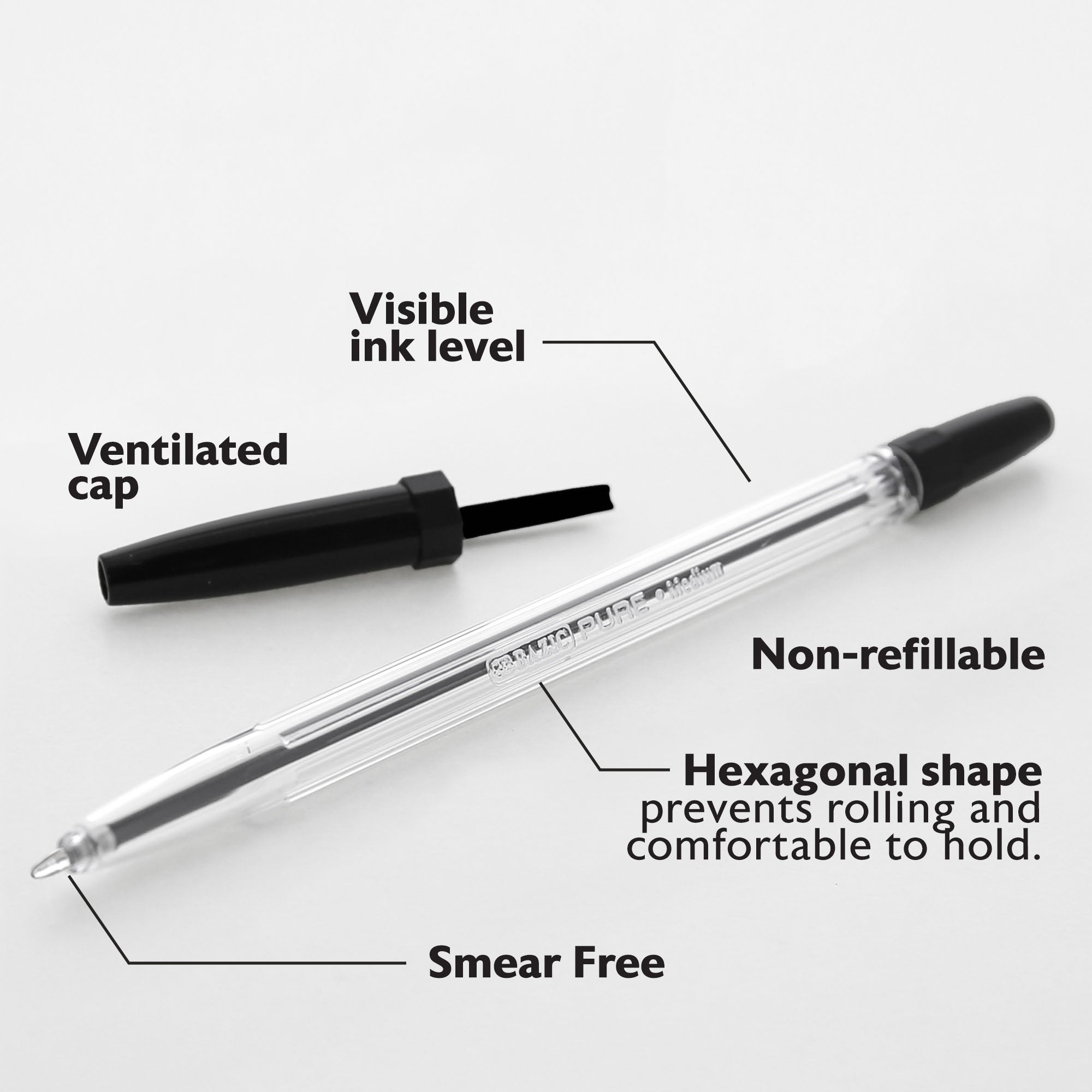 BAZIC Pure Black Stick Pen (12/Pack) – BAZIC Products