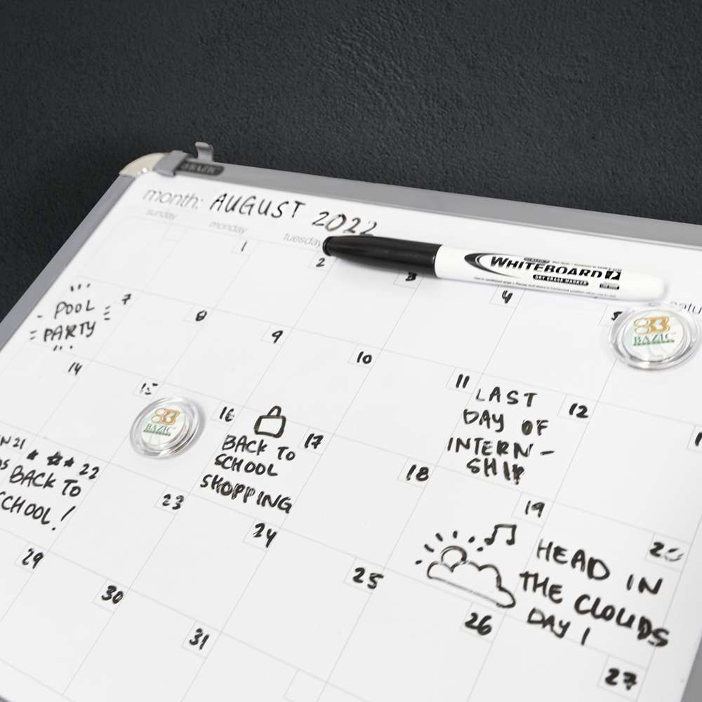 BAZIC 11" X 14" CLASSIQUE Magnetic Dry Erase Calendar Board w/ Marker ...