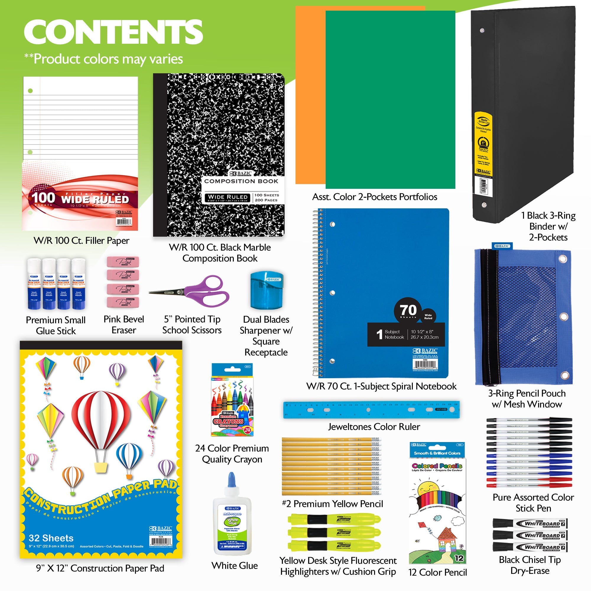 BAZIC Elementary School Kit (19 SKU/20 PCS) – BAZIC Products